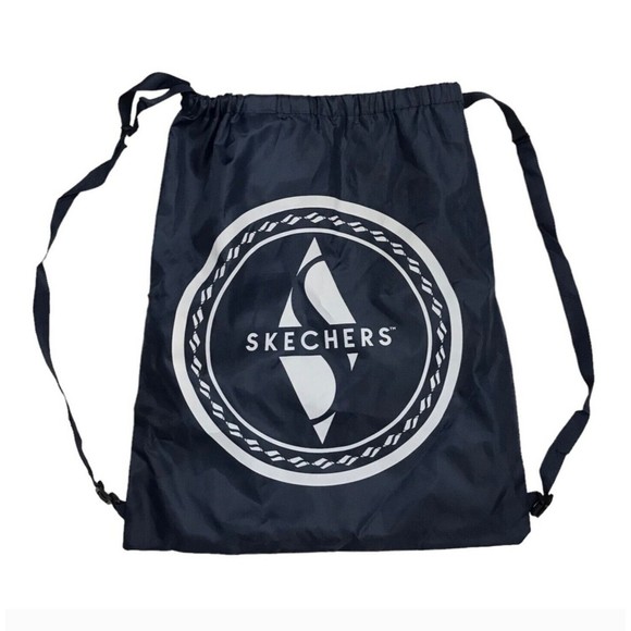 Skechers | Accessories | New Skechers Nylon Drawstring Backpack Gym Sports Logo Bag Navy Blue ...